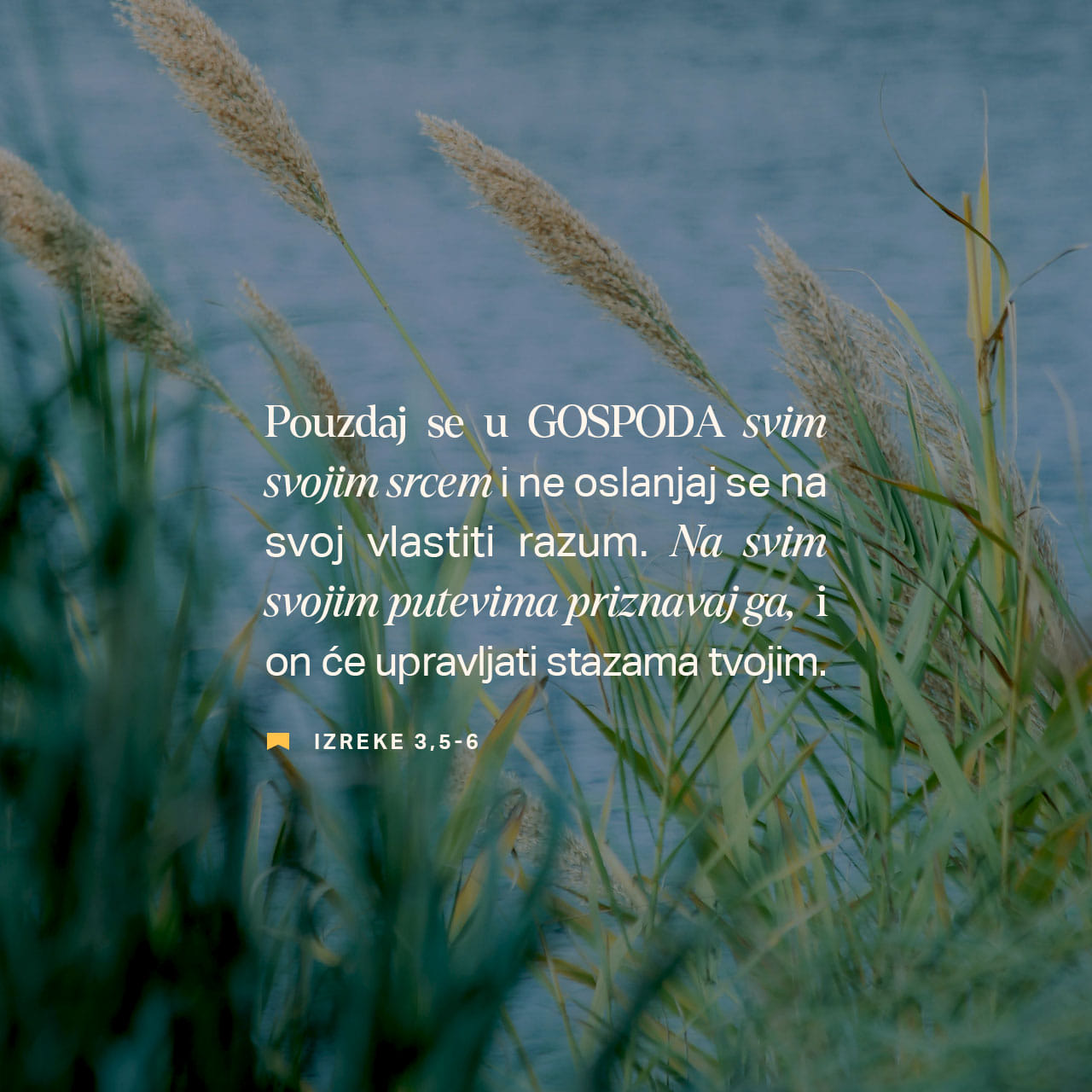 Mudre izreke 3:5-6 Vjeruj BOGU svim svojim srcem, ne oslanjaj se na vlastiti razum. Što god ...
