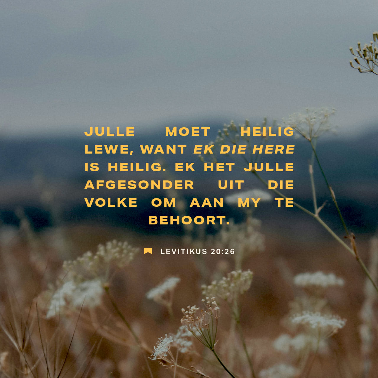 LEVITIKUS 20:26 Julle moet heilig lewe, want Ek die Here is heilig. Ek ...