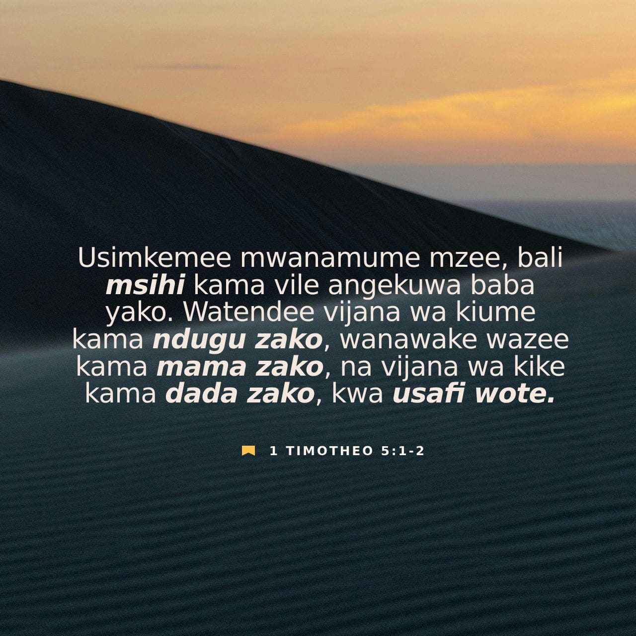 1 Timotheo 5:1-10 (SRUV) - Mzee usimkemee, bali umwonye kama b | YouVersion