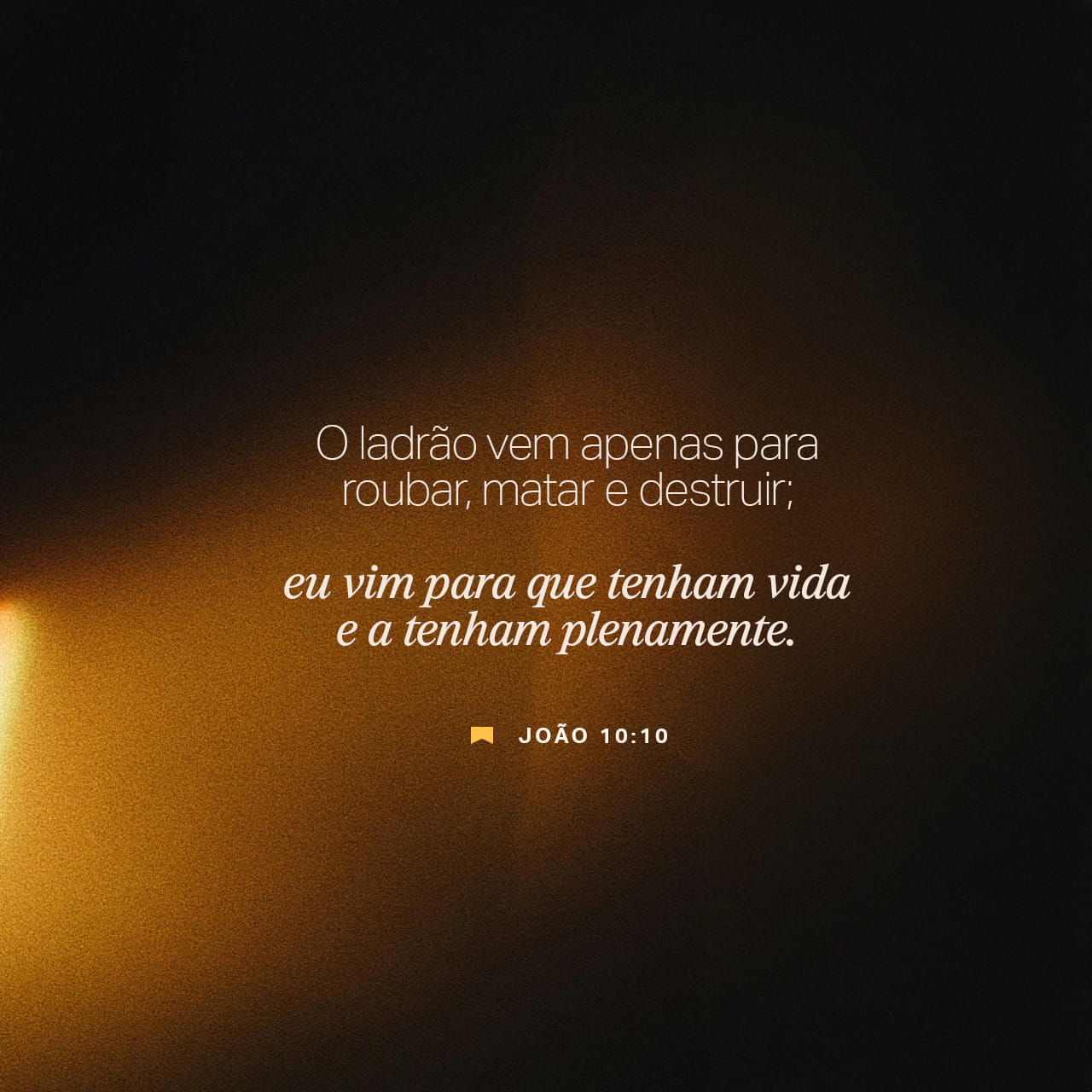 João 10:10 O ladrão vem apenas para roubar, matar e destruir; eu vim ...