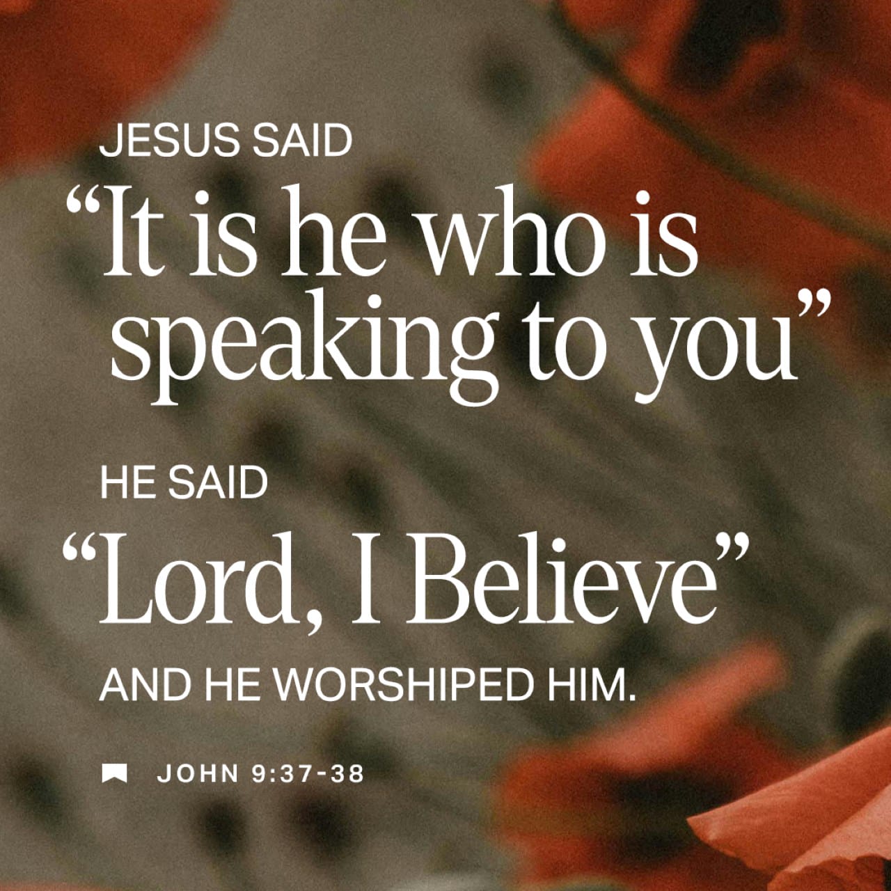 John 9:36-38 “Who is he, sir?” the man asked. “Tell me so that I may ...