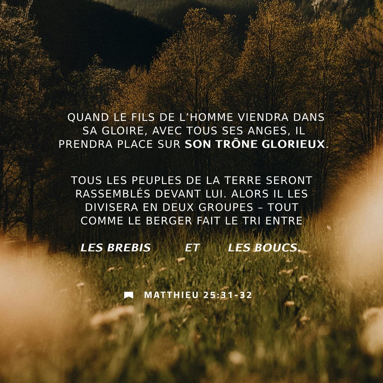 Matthieu 25:31-46 Or, quand le fils de l’homme viendra dans sa gloire ...