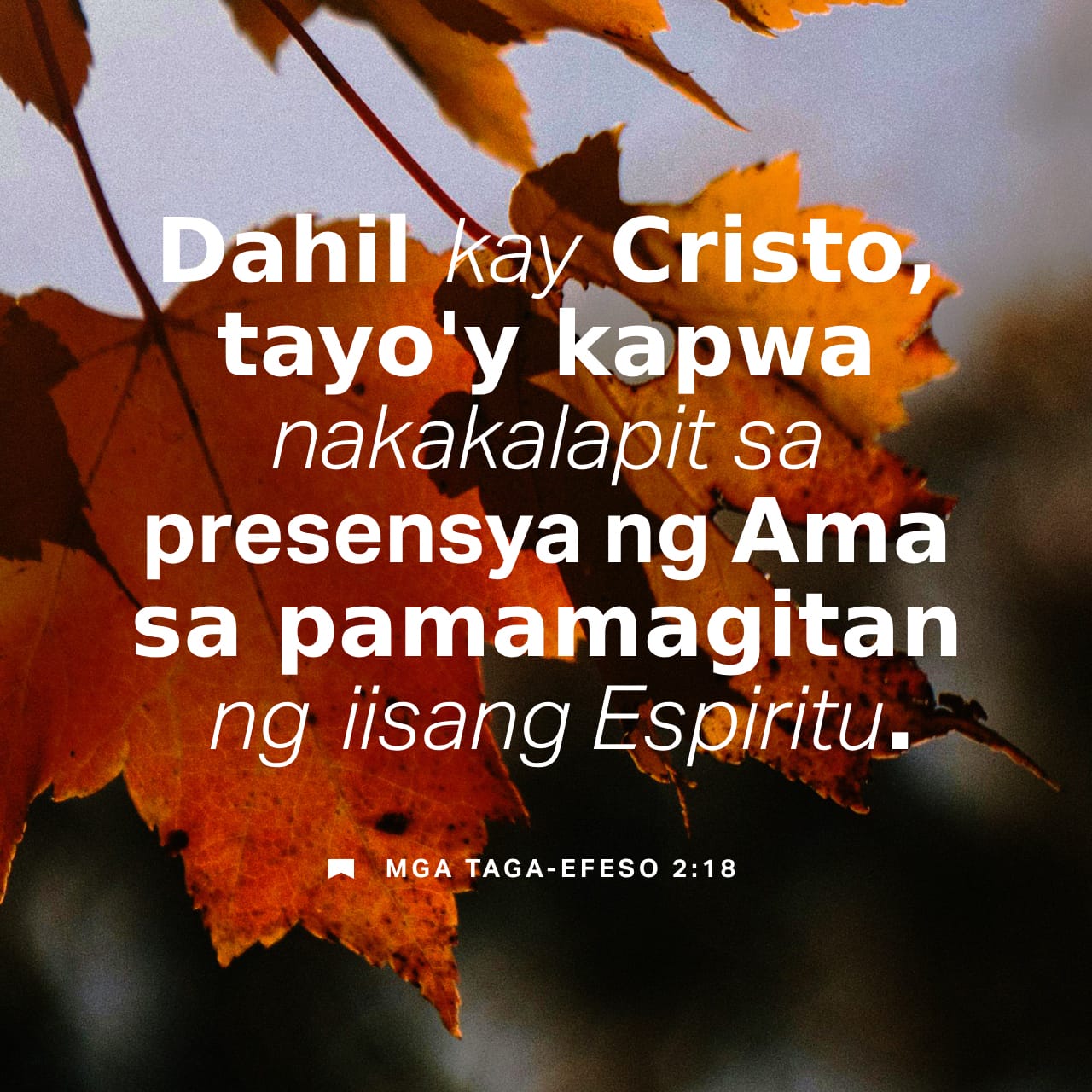 Mga Taga-Efeso 2:18 Dahil kay Cristo, tayo'y kapwa nakakalapit sa ...