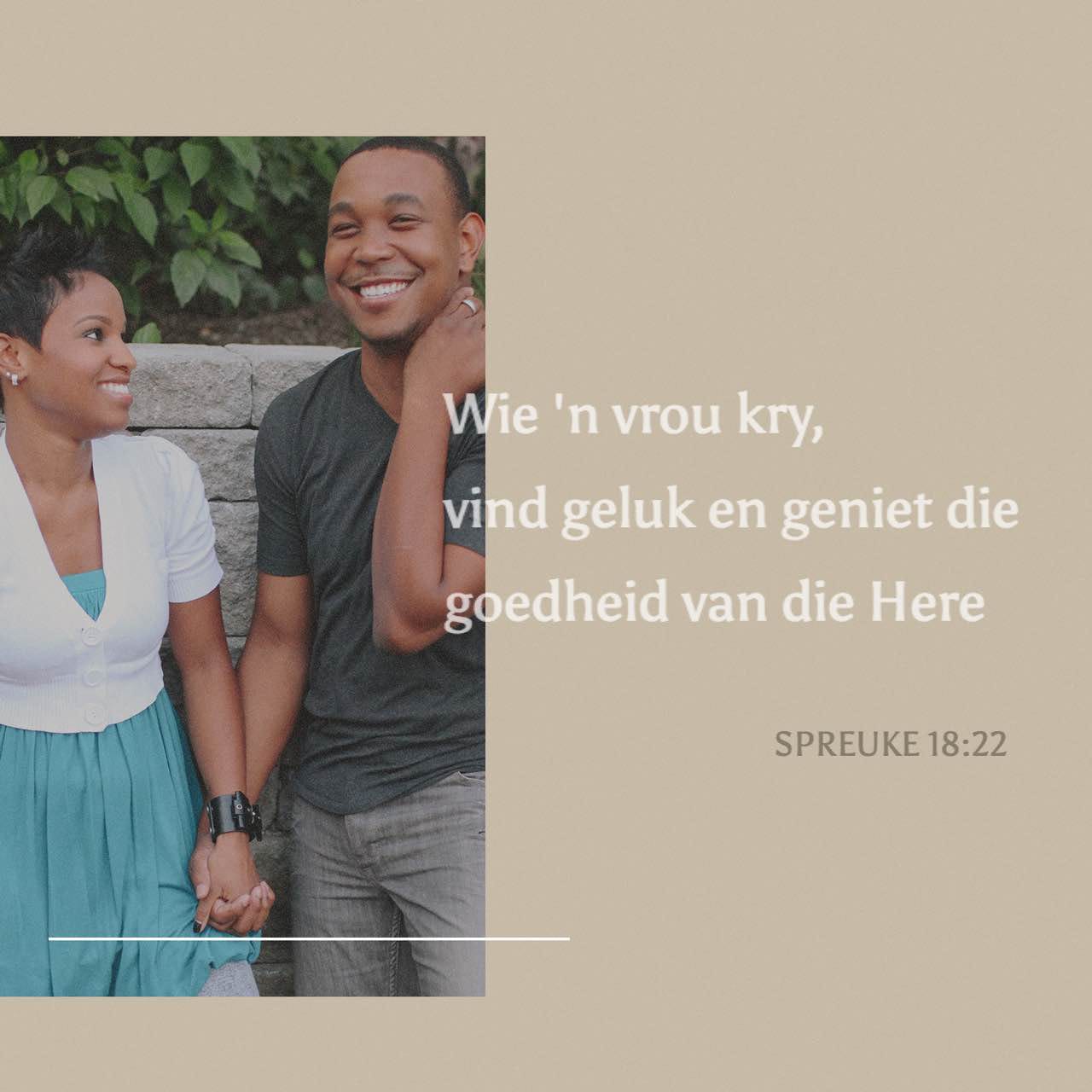 SPREUKE 18:22 (AFR53) - Wie 'n vrou gevind het, het iets go | YouVersion