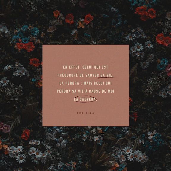 Luc 9:23-24 Puis, s’adressant à tous, il dit : Si quelqu’un veut me ...