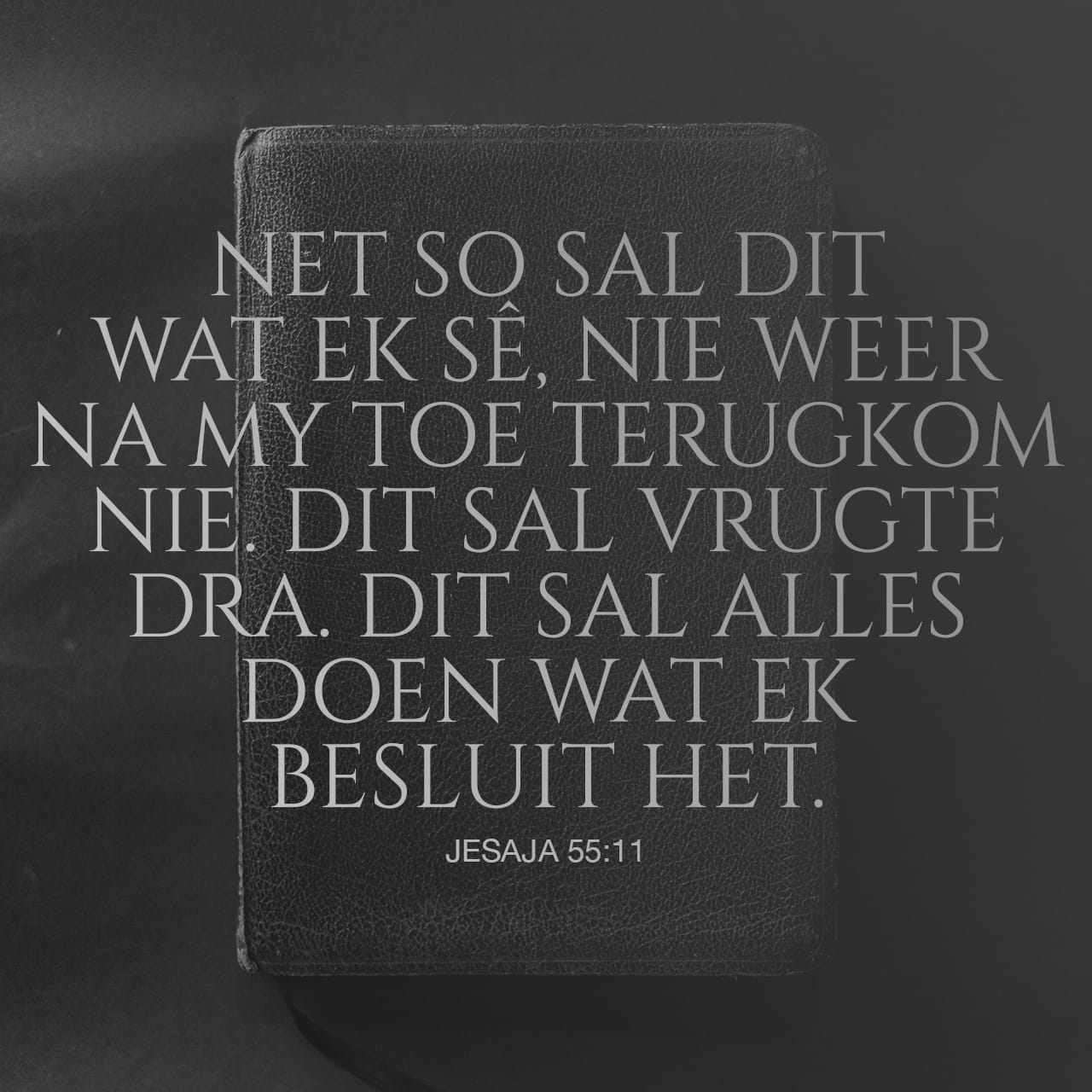 JESAJA 55:11 So sal die woord wat uit my mond kom, ook wees: dit sal ...