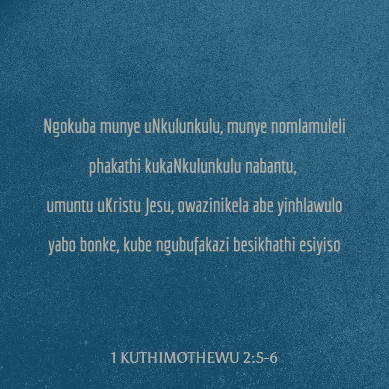 1 kuThimothewu 2:6 owazinikela abe yinhlawulo yabo bonke, kube ...