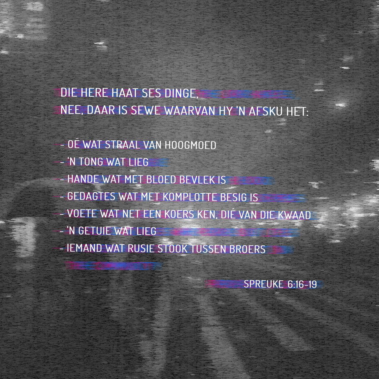 SPREUKE 6:16 (NLV) - Daar is ses dinge wat die HERE haat | YouVersion