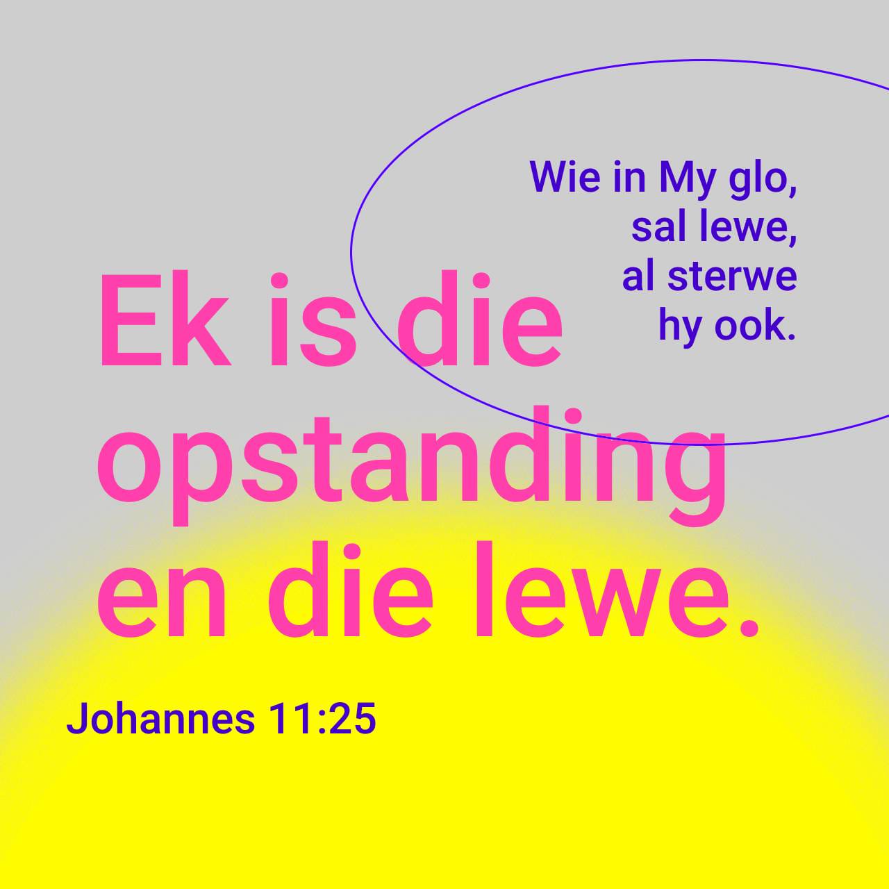 JOHANNES 11:25 Jesus sê vir haar: Ek is die opstanding en die lewe; wie ...