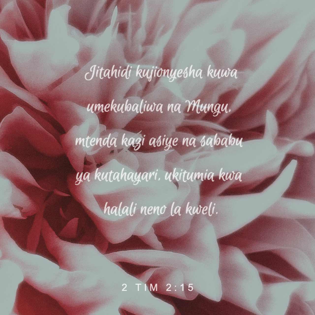 2 Timotheo 2:15 Jitahidi kujionesha kwa Mungu kuwa umekubaliwa naye ...