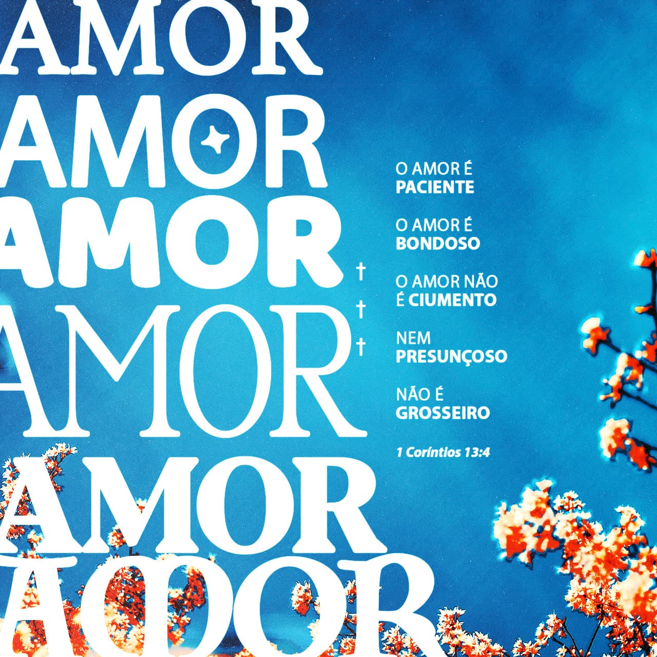 1Coríntios 13:4 O amor é paciente, é benigno; o amor não arde em ciúmes ...