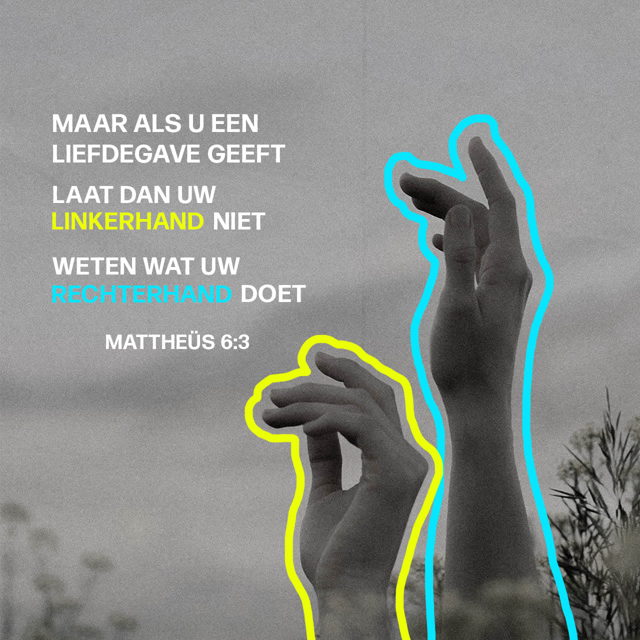 Het evangelie naar Matteüs 6:3-33 Maar laat, als gij aalmoezen geeft ...