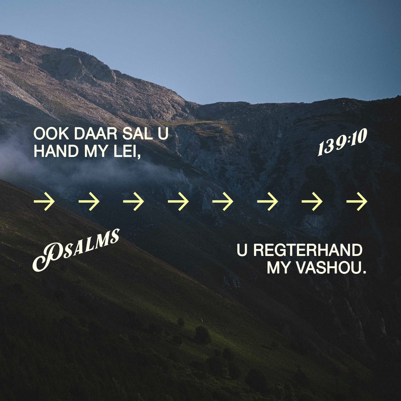 PSALMS 139:10-15 ook daar lei u hand my, hou u regterhand my vas. Ek ...