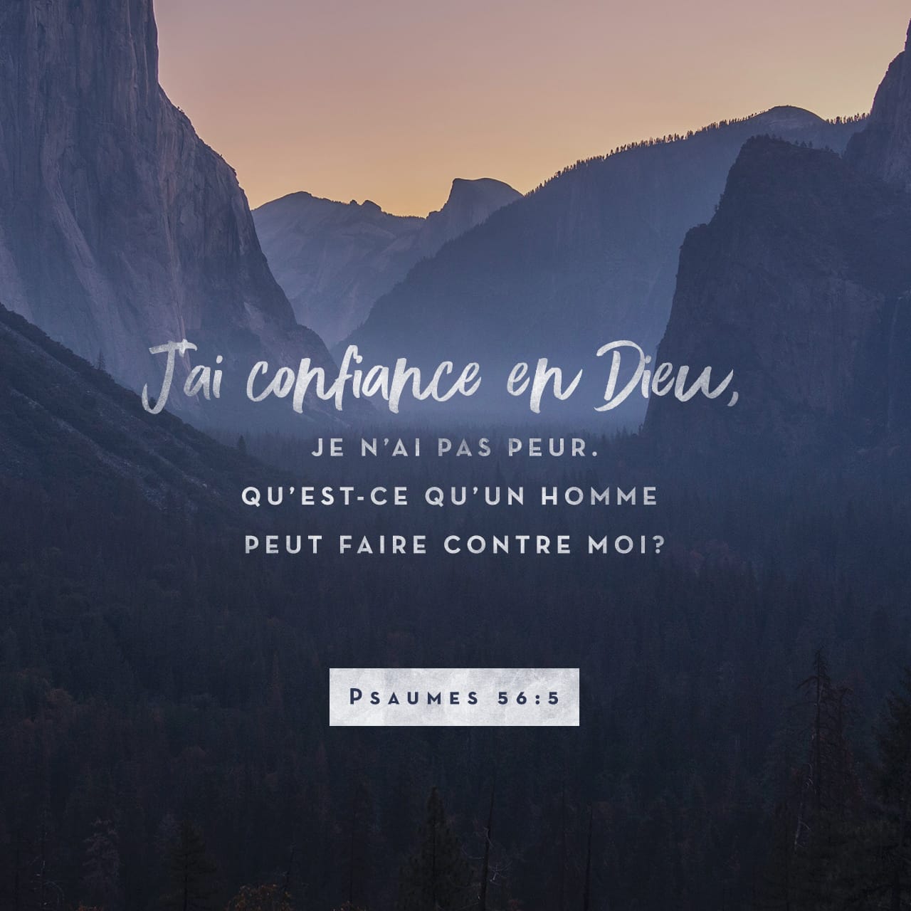 Psaumes 56:4-5 Le jour où j’ai peur, je mets ma confiance en toi. Je ...