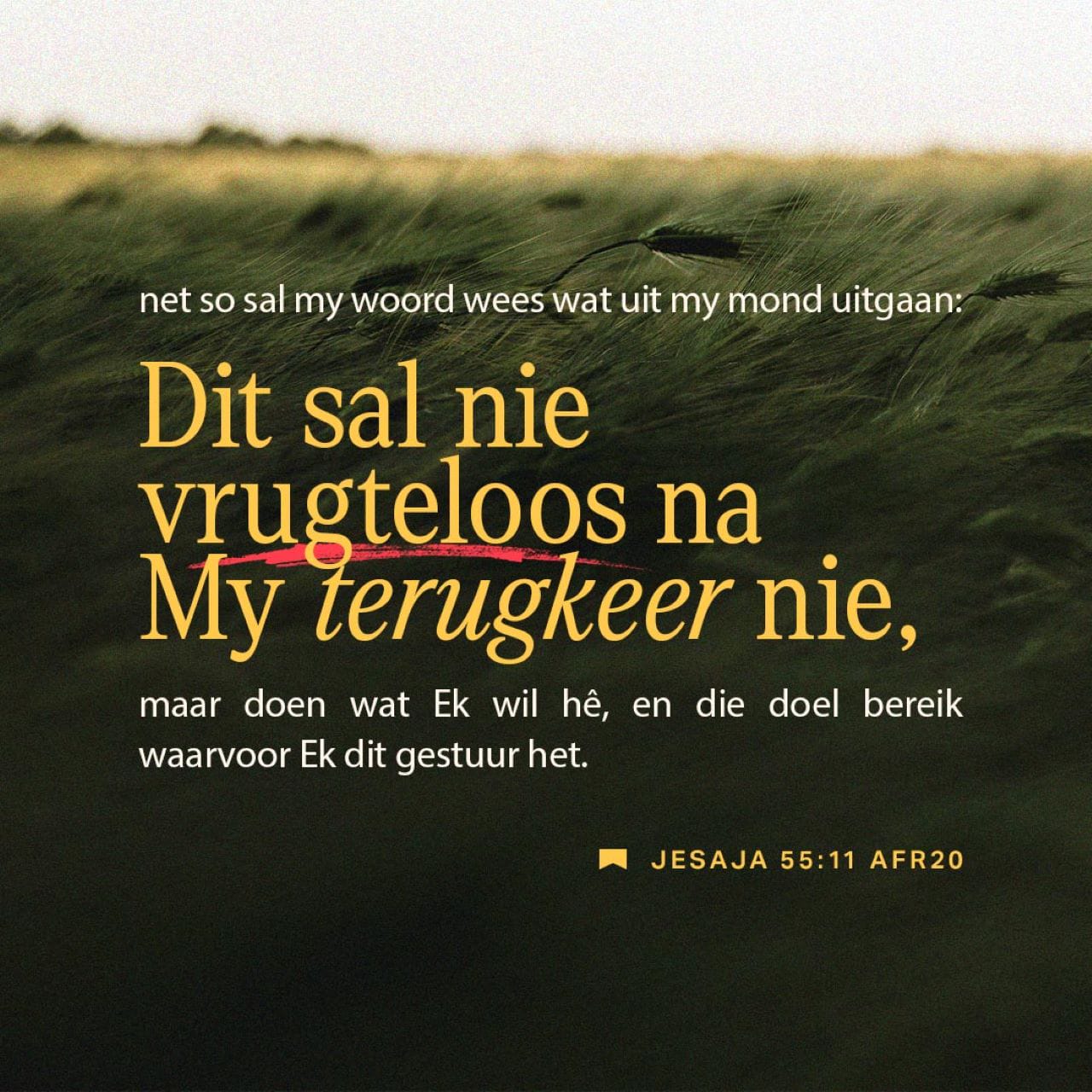 JESAJA 55:11 (AFR83) - So sal die woord wat uit my mond ko | YouVersion