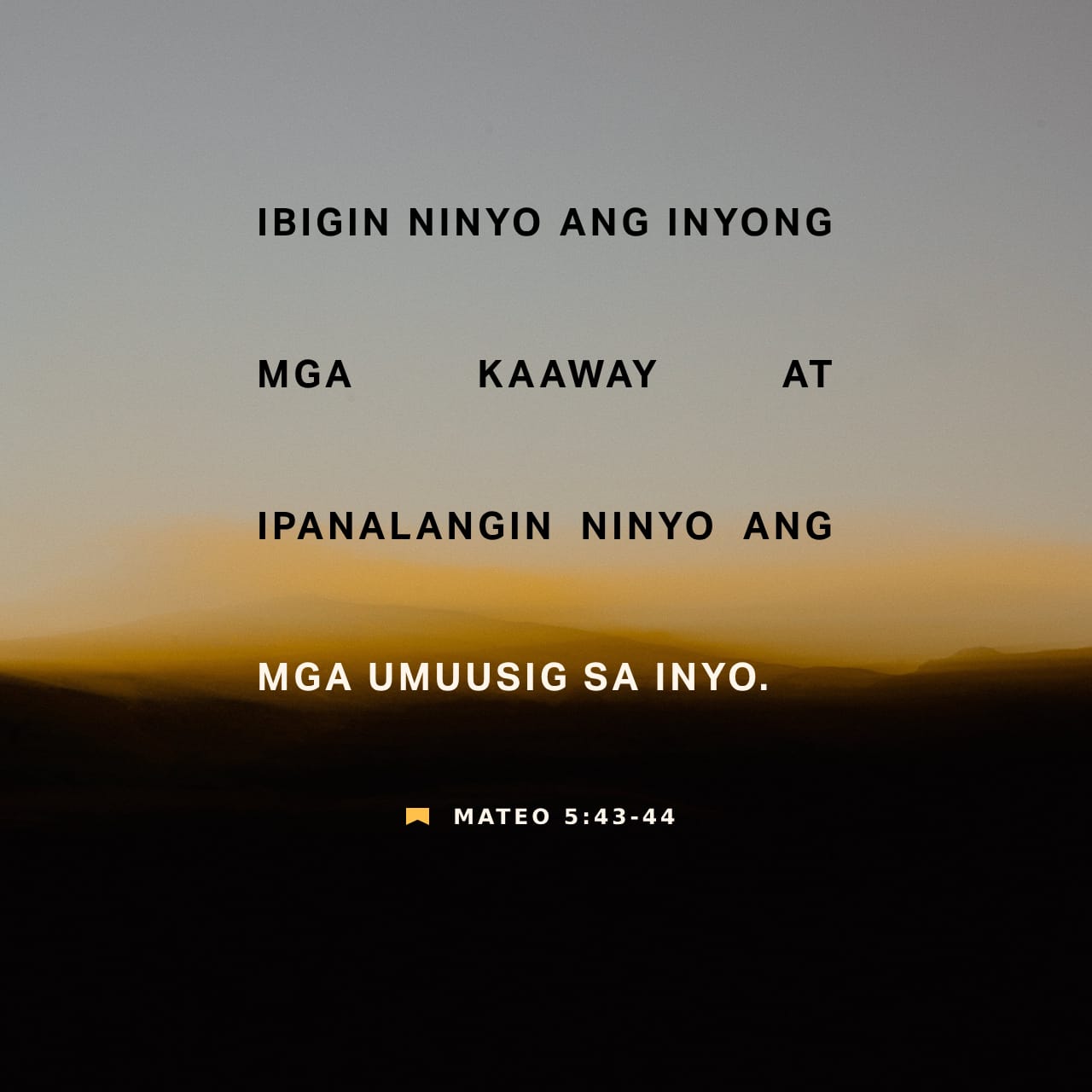 Mateo 5:43-44 “Narinig ninyong sinabi, ‘Ibigin mo ang iyong kapwa at kamuhian mo ang iyong ...